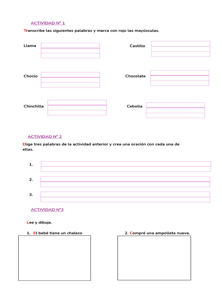 Actividades de Lectura y Escritura Infantil | PDF