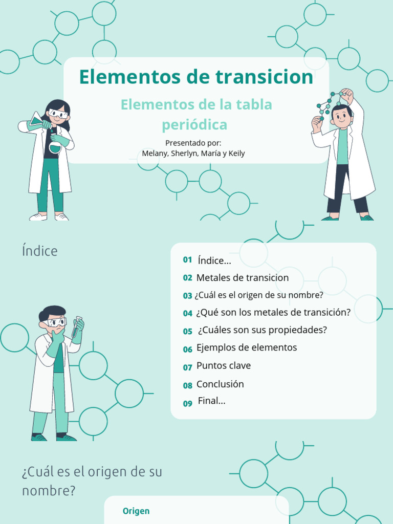 Presentación de química, Metales de transición. | PDF | Rieles | Metales de transición