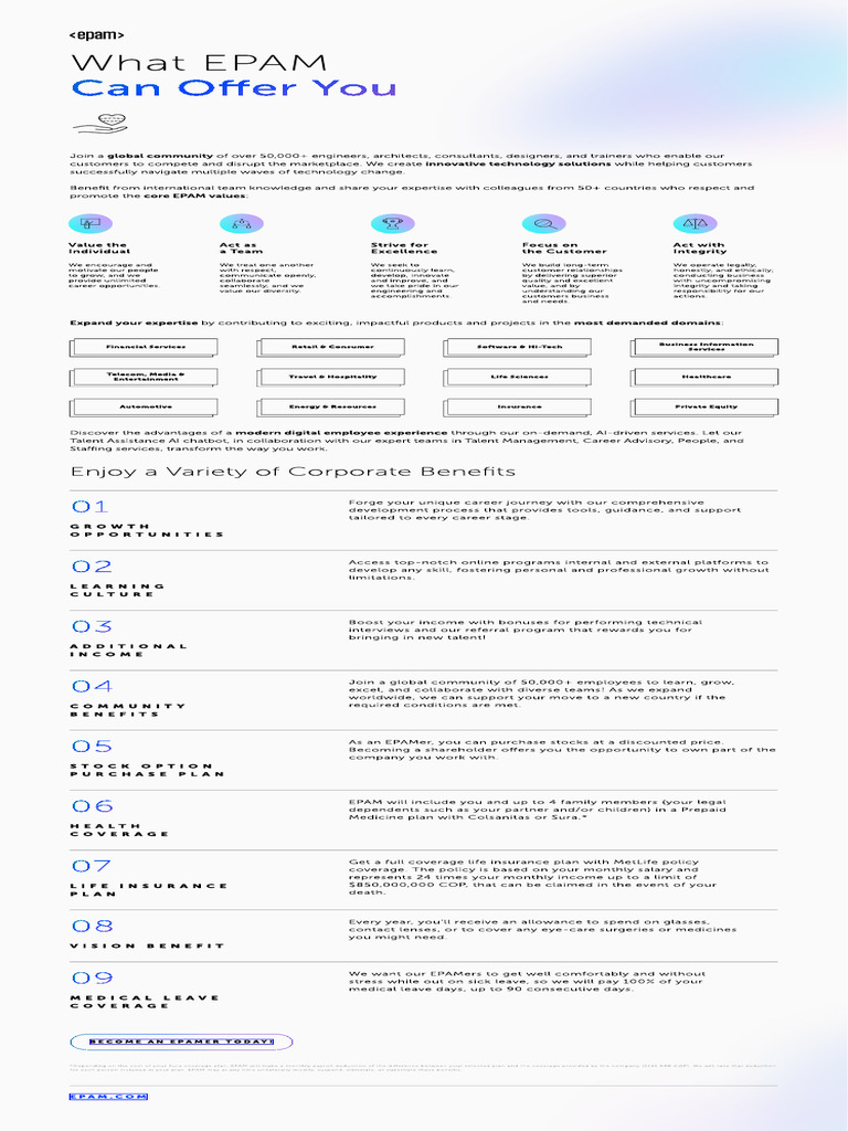 What EPAM Can Offer You | PDF | Economies | Business