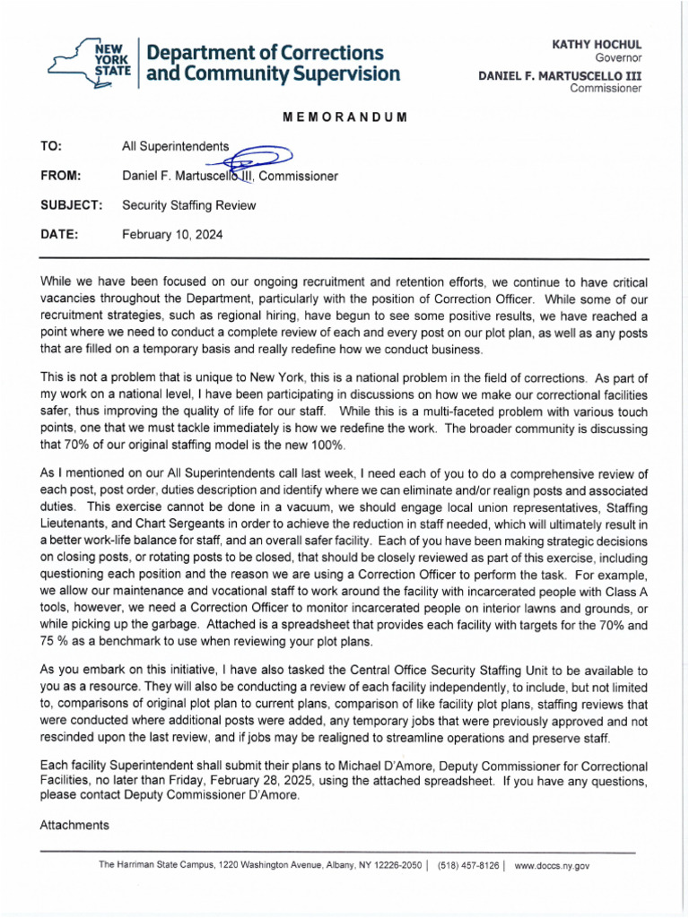 New York State Prison Memo | PDF