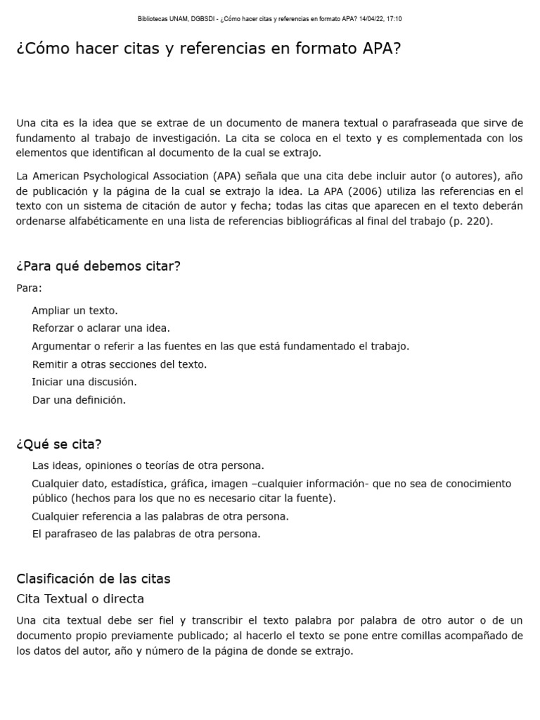 Bibliotecas UNAM, DGBSDI - ¿Cómo Hacer Citas y Referencias en Formato ...