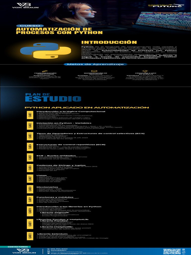 Automatización de Procesos Con Python Temario Von Braun | PDF | Python (lenguaje de programación ...