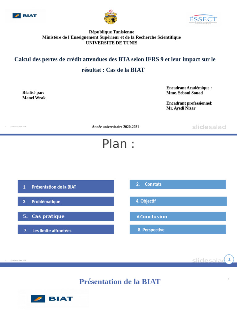 Impact des pertes de crédit IFRS 9 à la BIAT | PDF | Normes ...