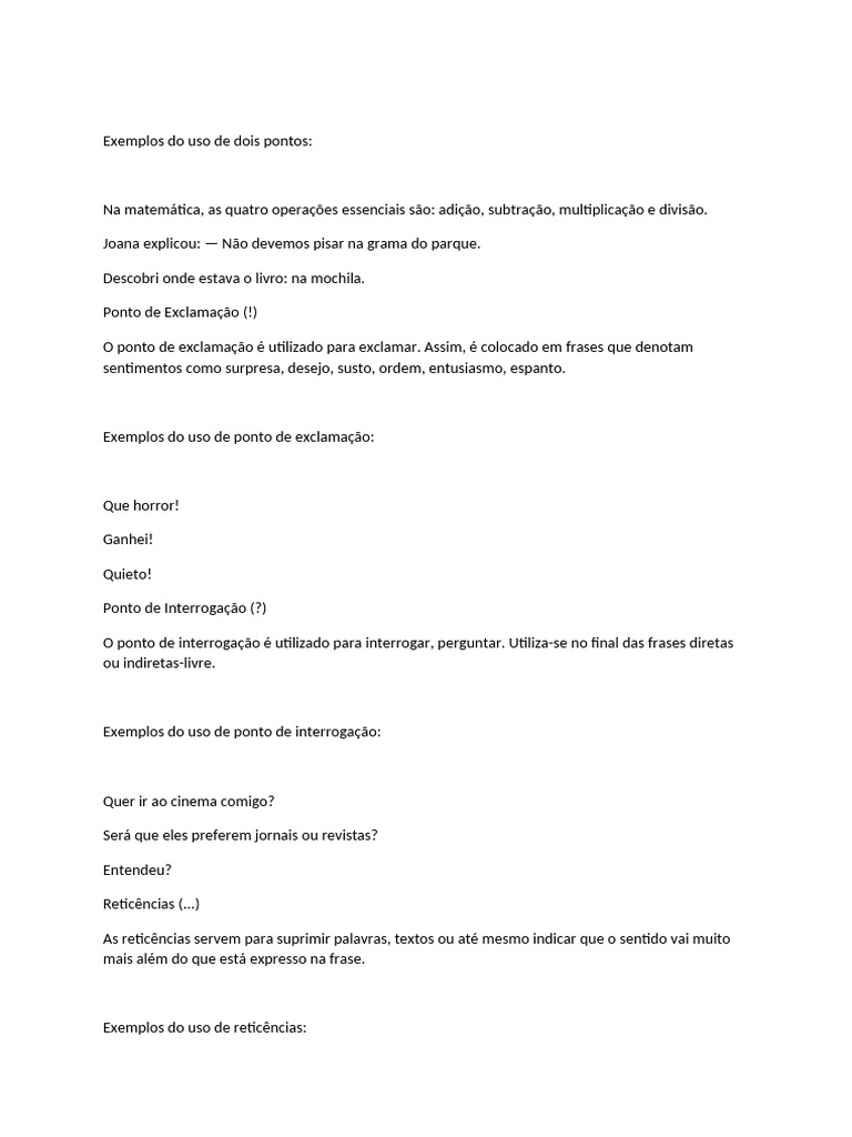 Exemplos e Uso de Sinais de Pontuação | PDF