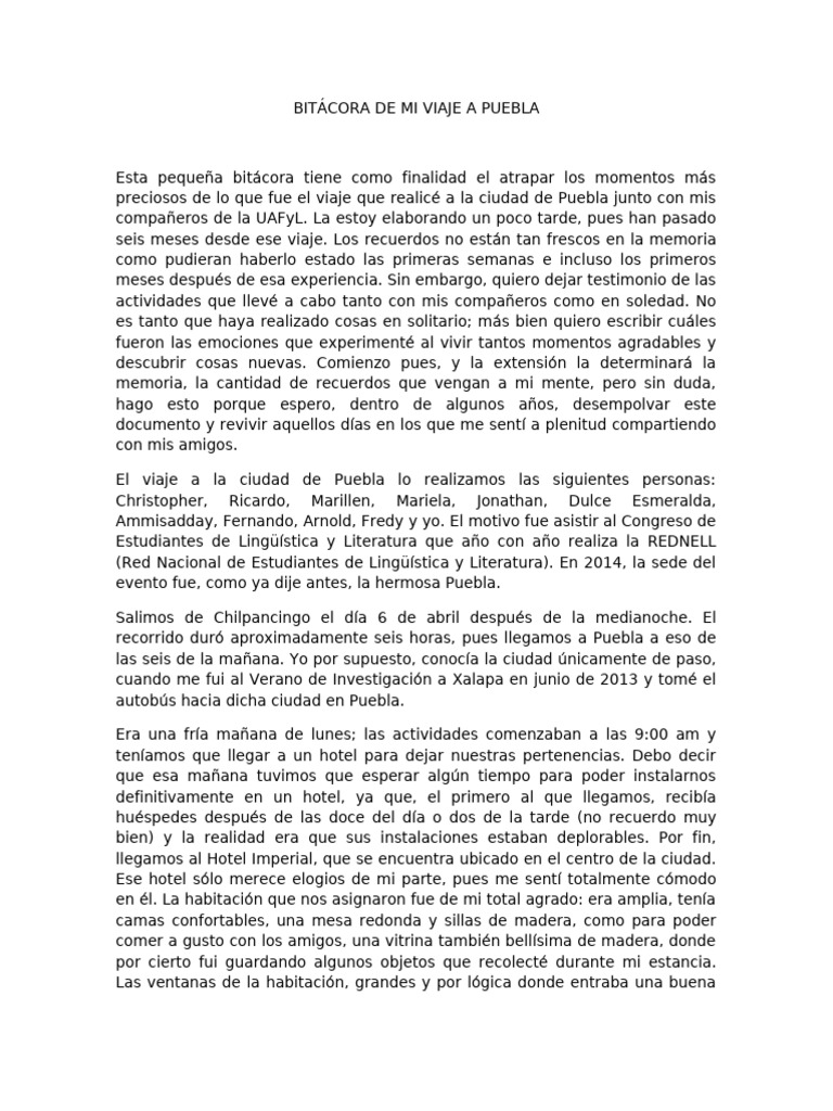 Bitácora de Mi Viaje A Puebla | PDF | Nueva españa | Chocolate