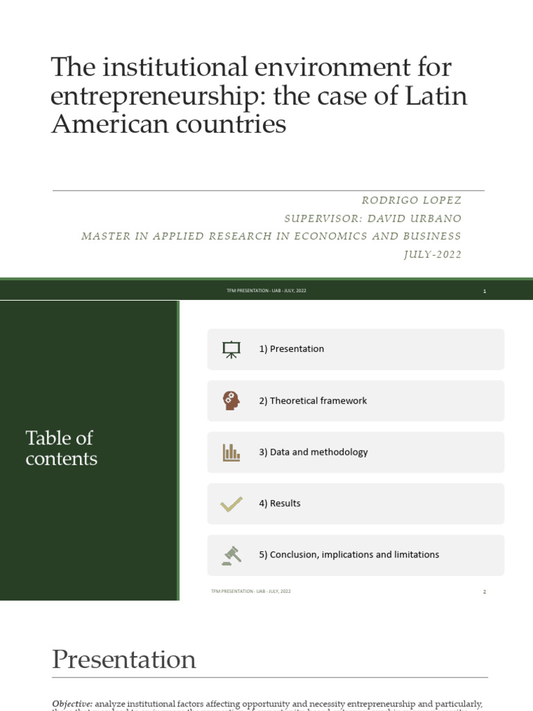 Presentation TFM Defense Example | PDF | Entrepreneurship | Economies