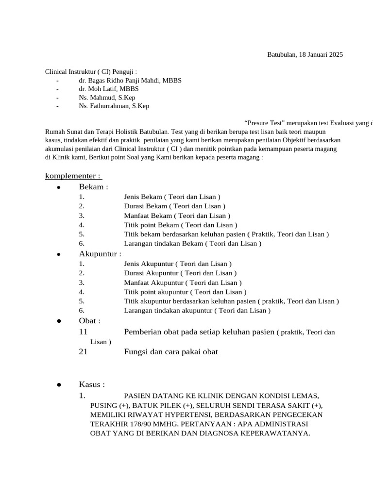 soal ujian magang | PDF