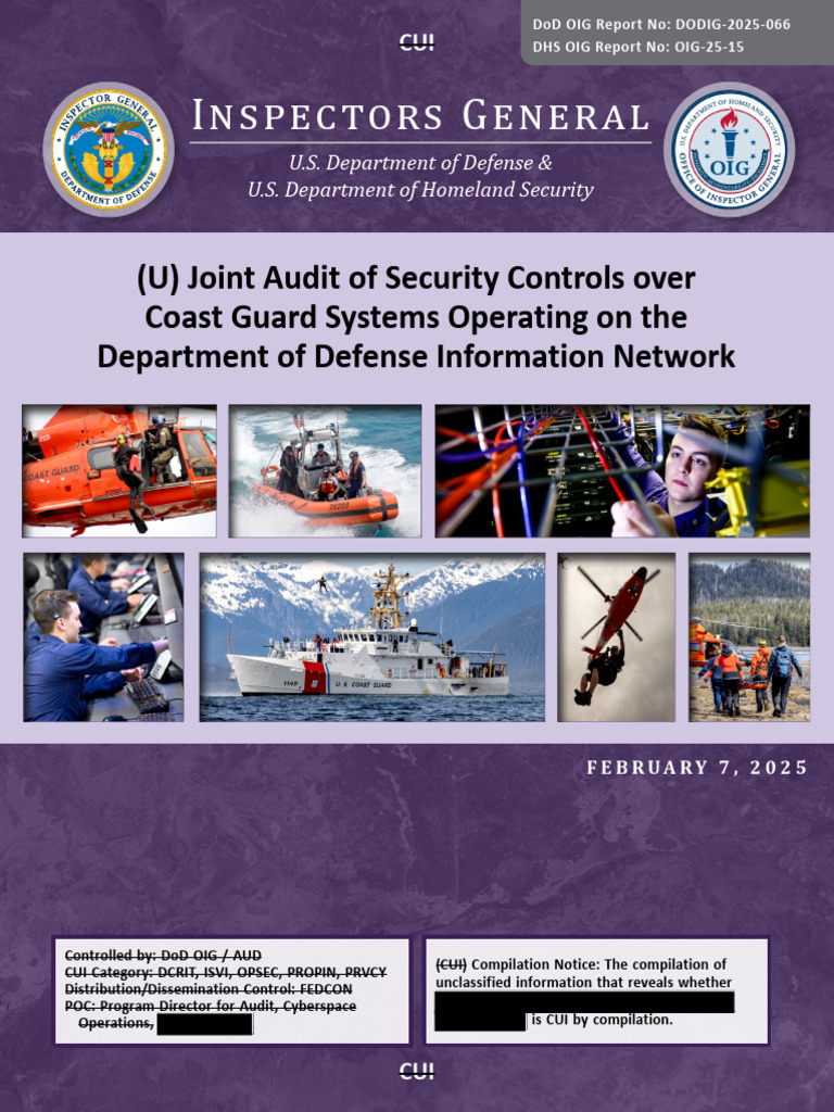 OIG Joint Audit of Security Controls over Coast Guard Systems Operating ...