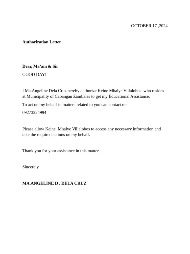Authorization Letter | PDF