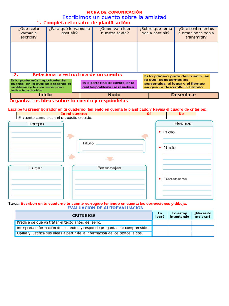 Ficha Comu Mier 18 Escribimos Un Cuento | PDF