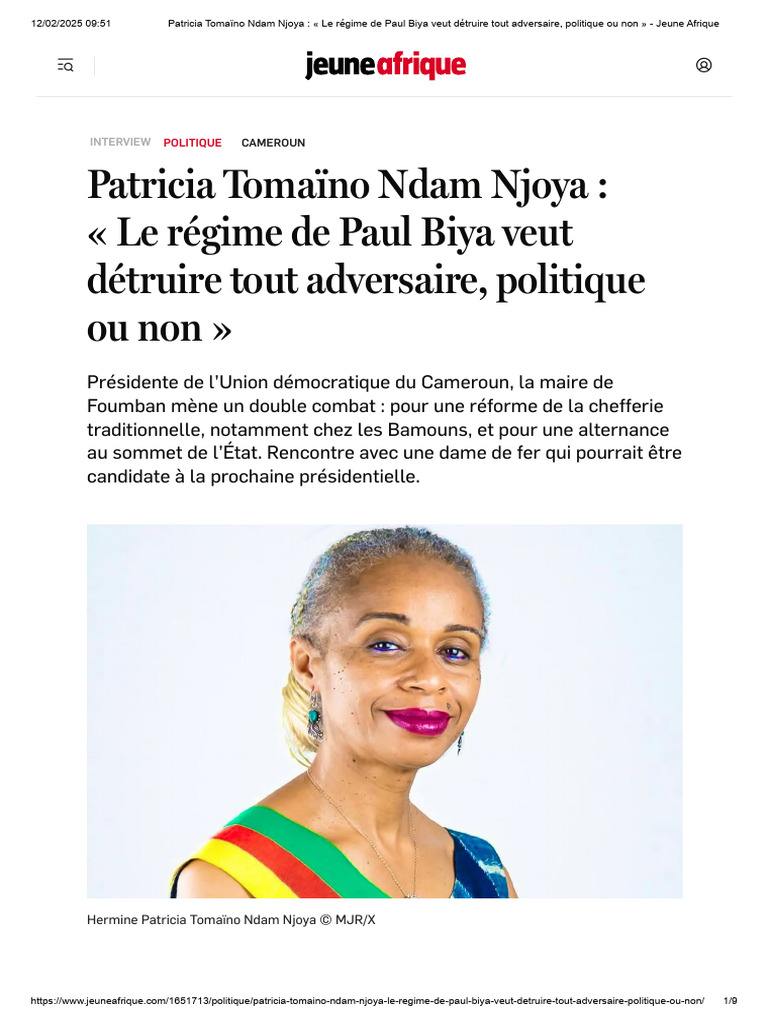 Ndam Njoya : Lutte contre Biya et réformes | PDF | Cameroun | Vote