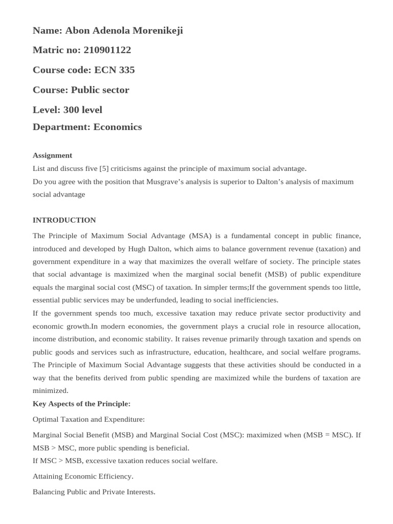 Public Sector Assignment. | PDF | Taxes | Government Spending