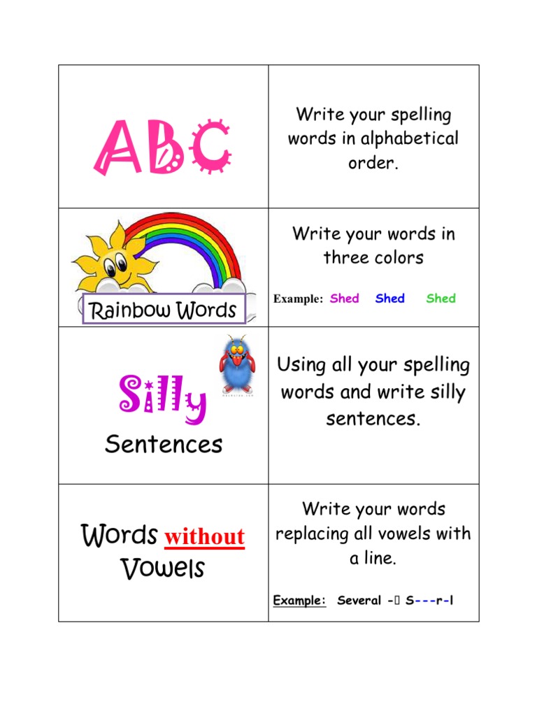 Spelling Word Cards | PDF