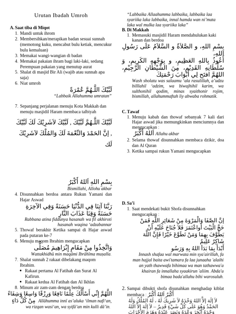 Urutan Ibadah Umroh - Mbah Uti | PDF