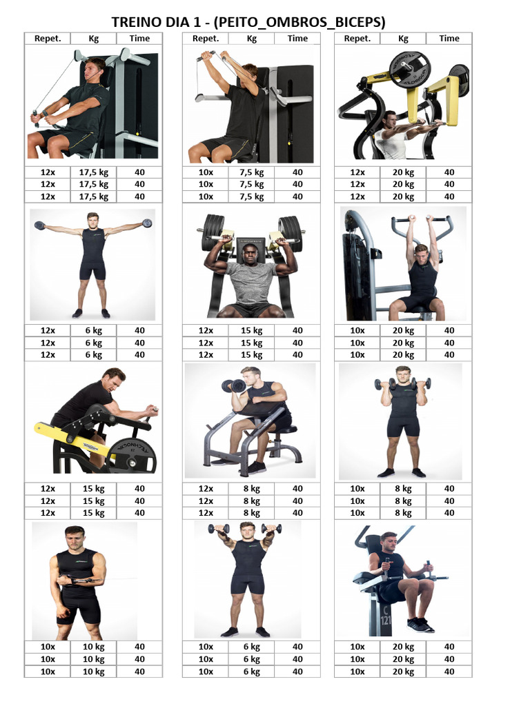 Treino Dia 1 - (Peito - Ombros - Biceps) | PDF