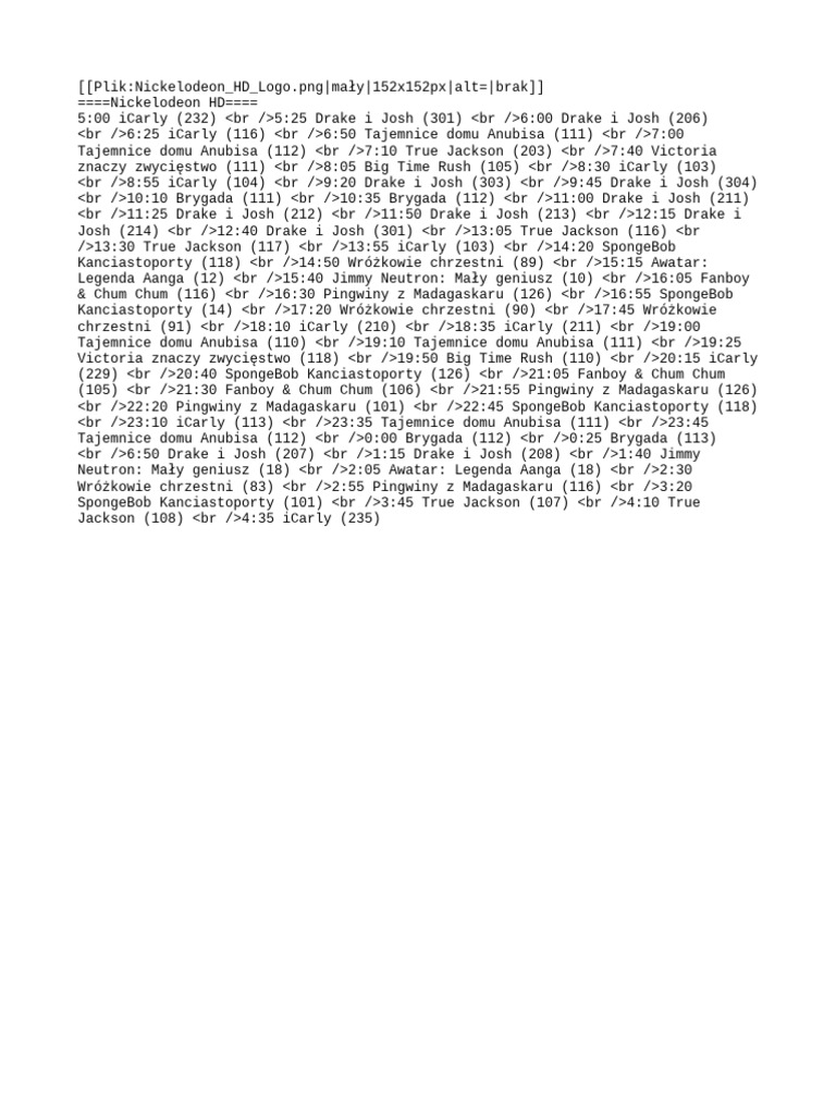 Programación Nickelodeon HD | PDF