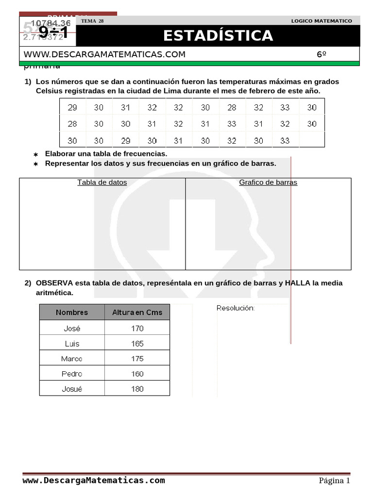 28 Estadística Sexto de Primaria | PDF | Probabilidad | Matemáticas