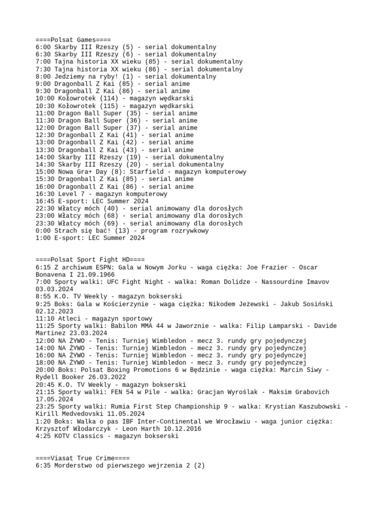 Programy Na 5 Lipca 2024 | PDF