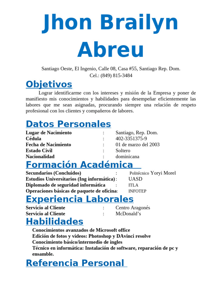 John Brailyn Abreu | PDF