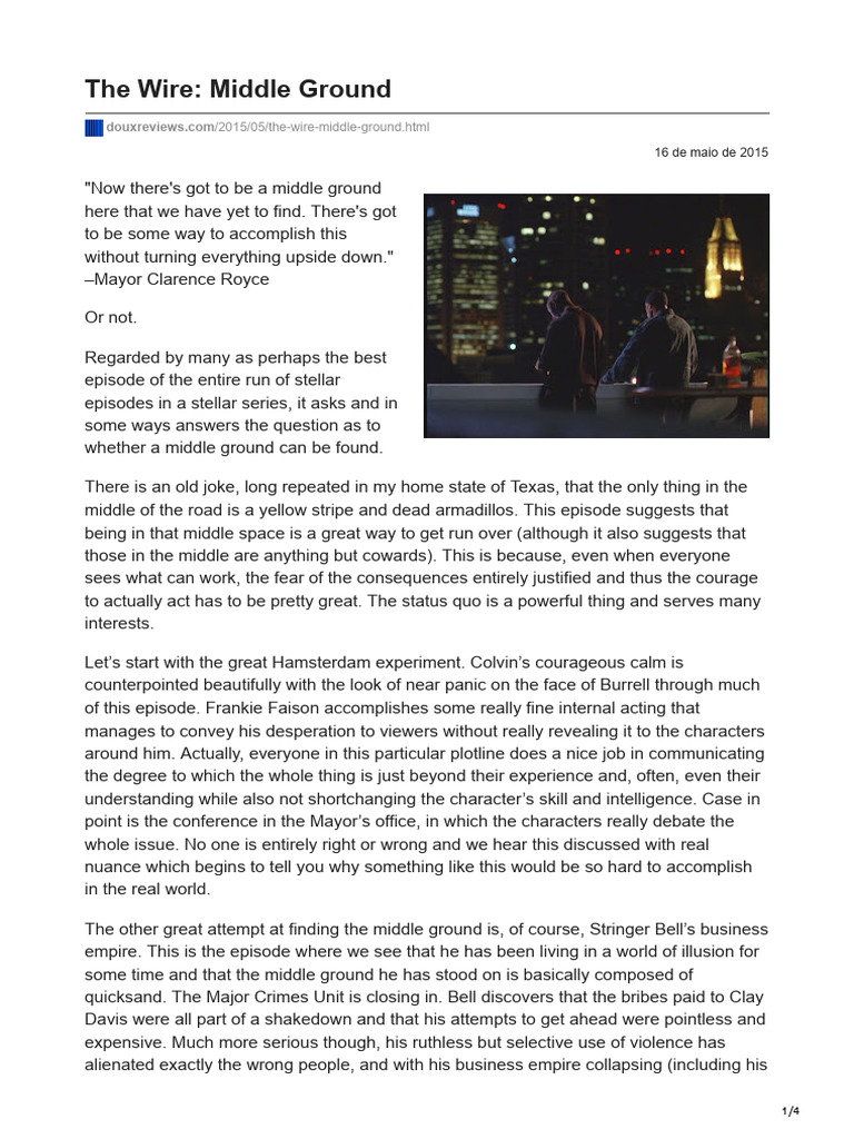 The Wire Episode 11: Middle Ground Analysis | PDF | Television Series ...