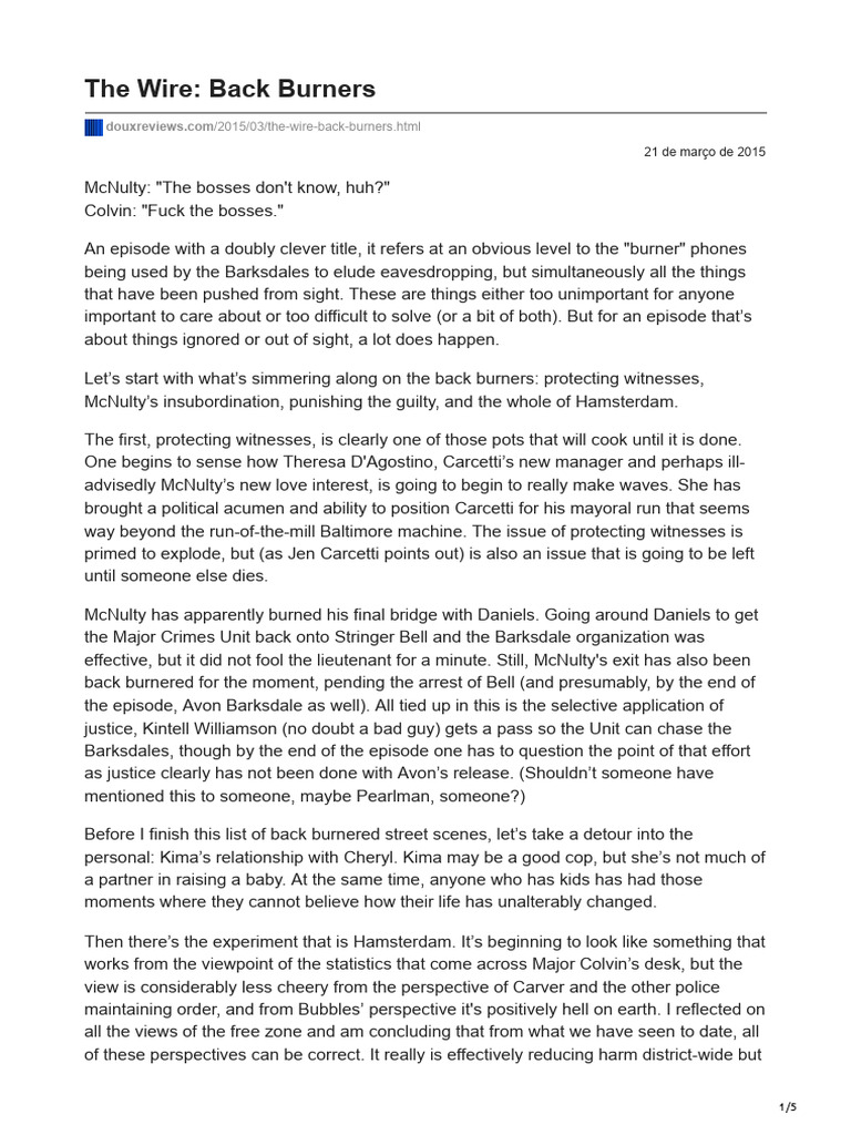 The Wire Back Burners-Mesclado | PDF | Television Series Created