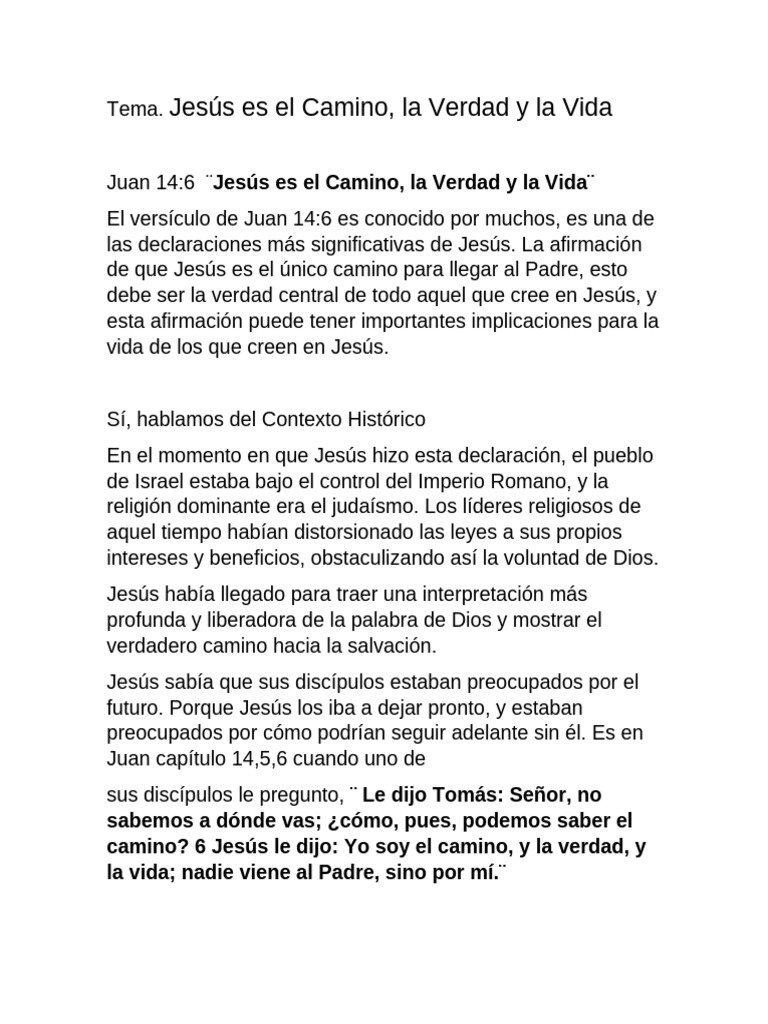 Jesús: Camino y Verdad de Vida | PDF | Jesús | Salvación