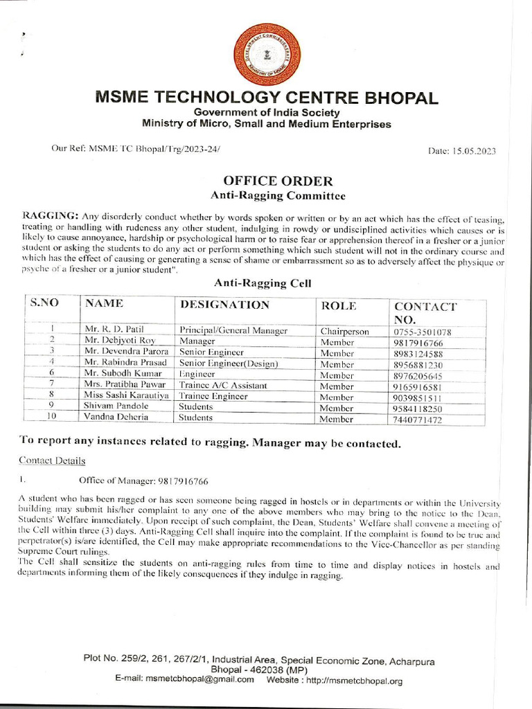 Anti Ragging Committee | PDF