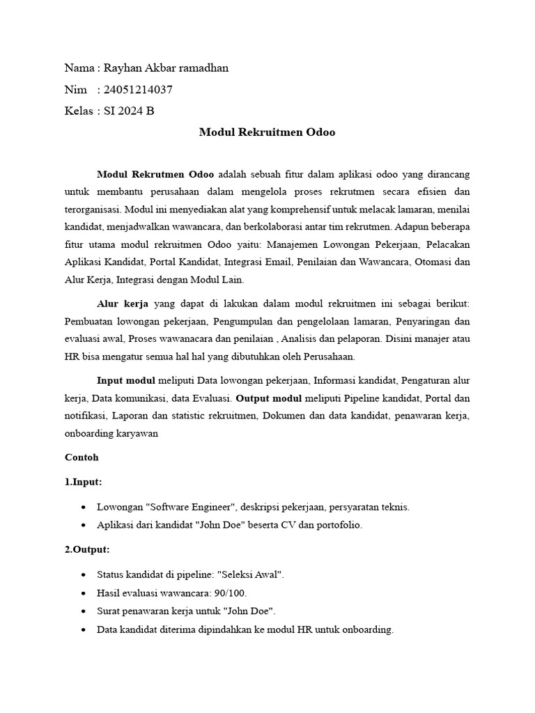 037_Rayhan Akbar Ramadhan_Resume Odoo{1- | PDF