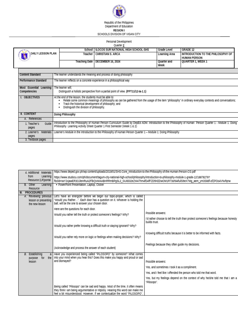 DLP PHILO W1-L1 | PDF | Knowledge | Truth