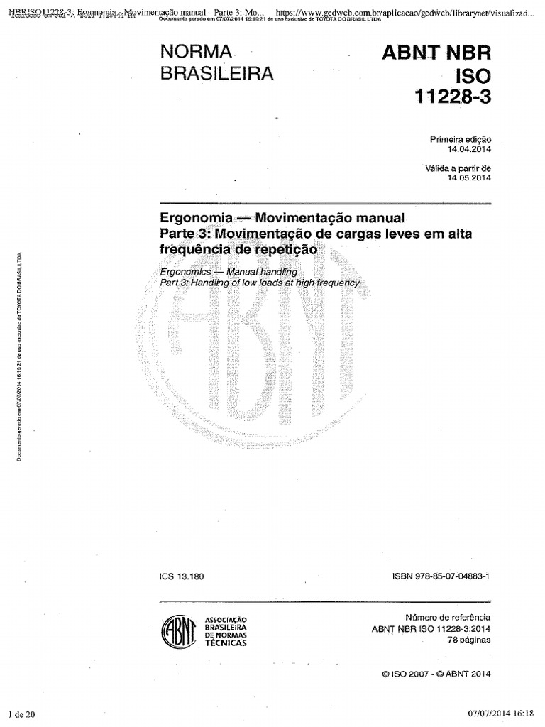 ABNT NBR ISO 11228-3 - 2014 - Parte1 | PDF