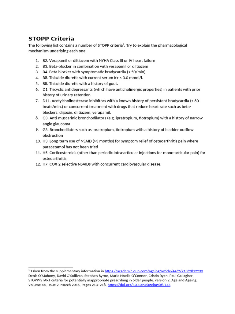Task 2_STOPP Criteria | PDF