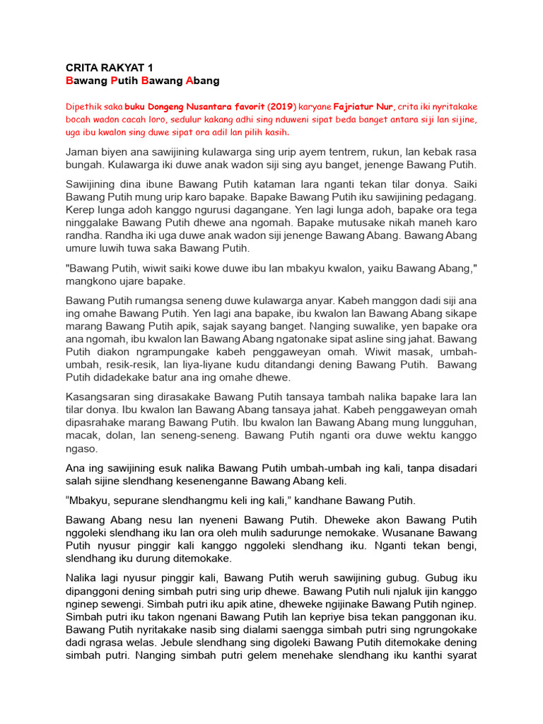 BJ Narasi Crita Rakyat Sm2 | PDF