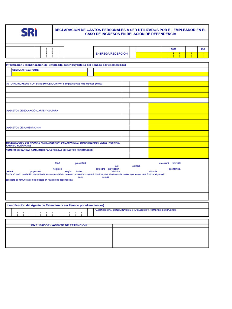 Formulario SRI - GP | PDF | Impuestos | Impuesto sobre la renta