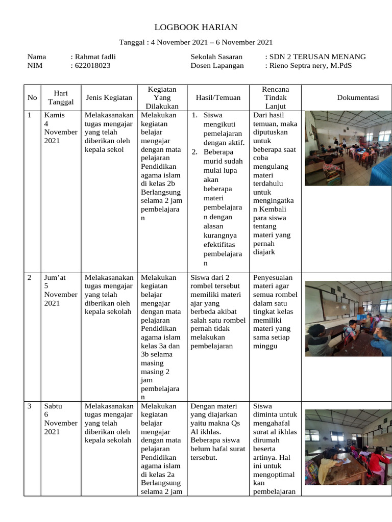Logbook Kegiatan Mengajar Agama Islam | PDF