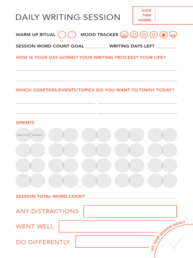 The Write Planner Daily Word Count Tracker Worksheet | PDF