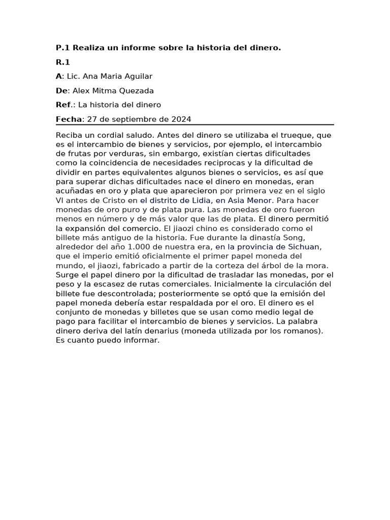 Evolución y origen del dinero | PDF