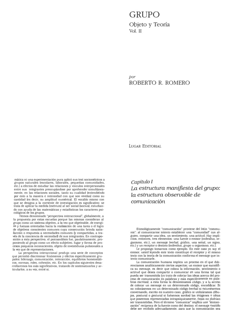 Romero, R. - Grupo, Objeto y Teoria - Vol II - Cap 1, 2, 3, 4 | PDF ...