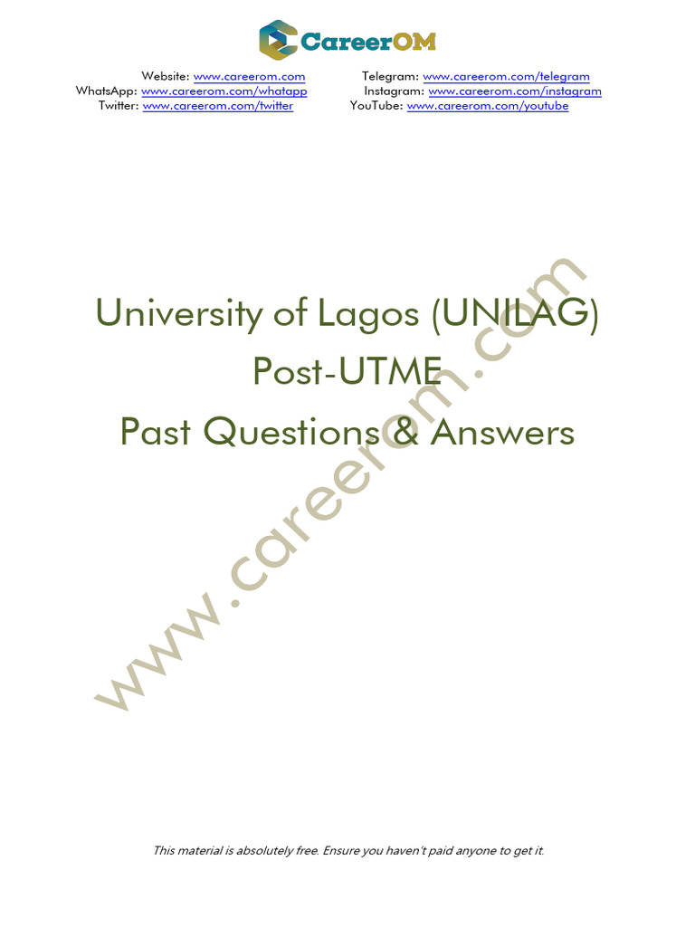 UNILAG Post-UTME Prep Guide | PDF | Mean