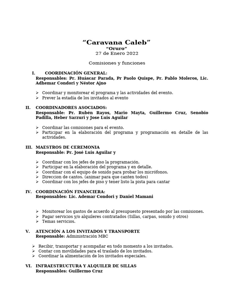 Comisiones Caleb Caracollo | PDF