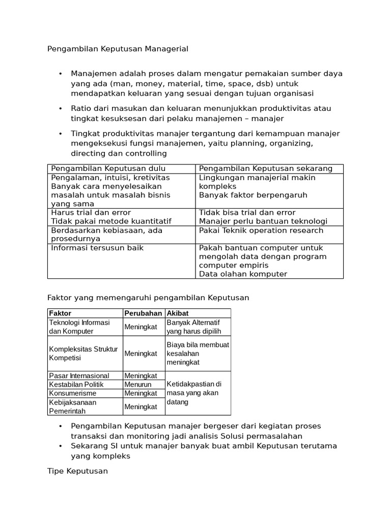 Pengambilan Keputusan Managerial | PDF