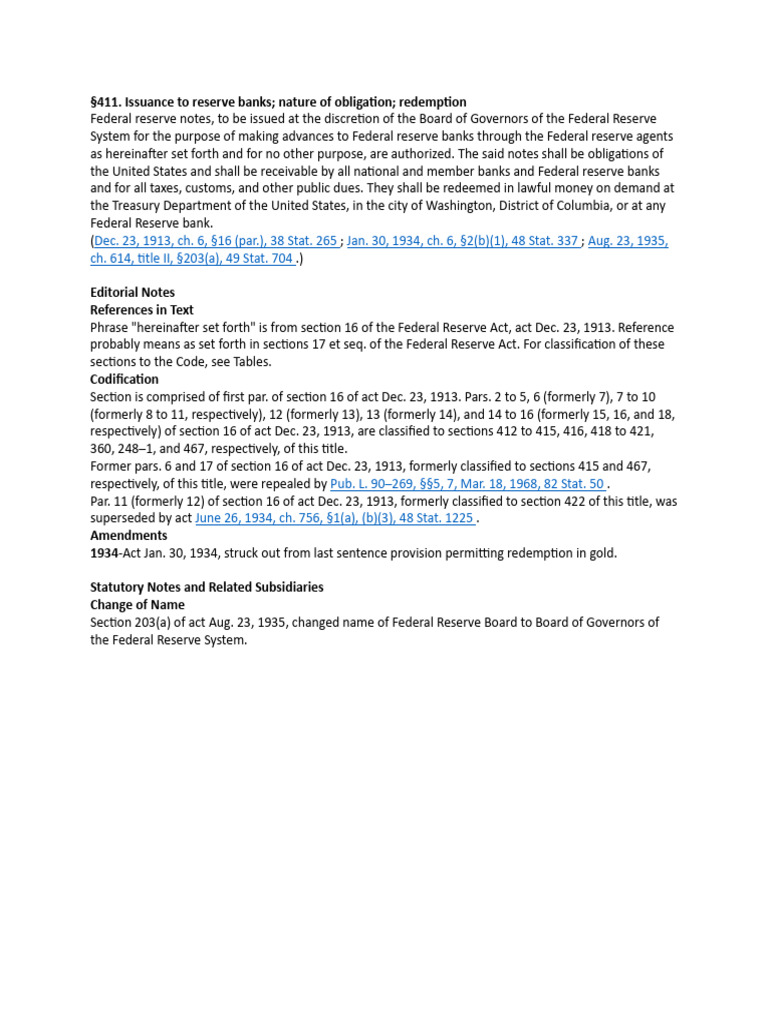 Title 12 USC Section 411 | PDF