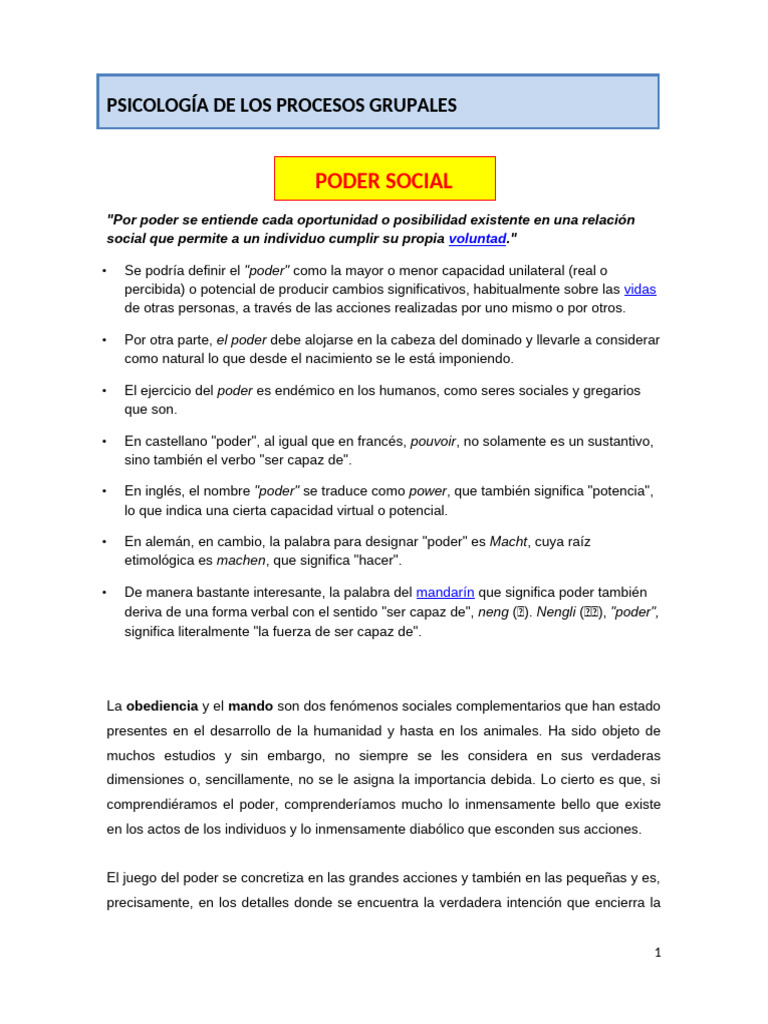 Poder Social | PDF | Poder (social y político) | Violencia
