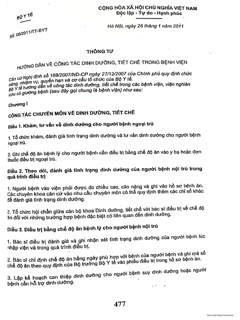 Thông Tư Dinh Dư Ng. | PDF