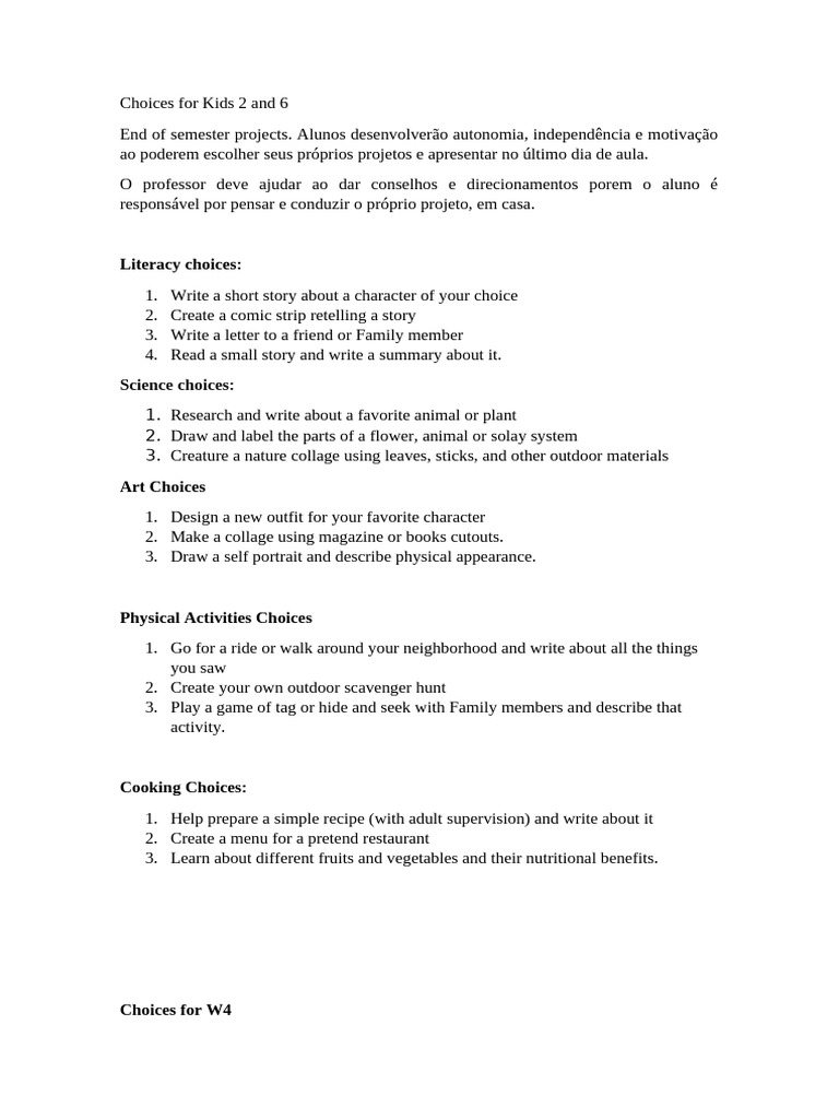 End-of-Semester English Projects | PDF