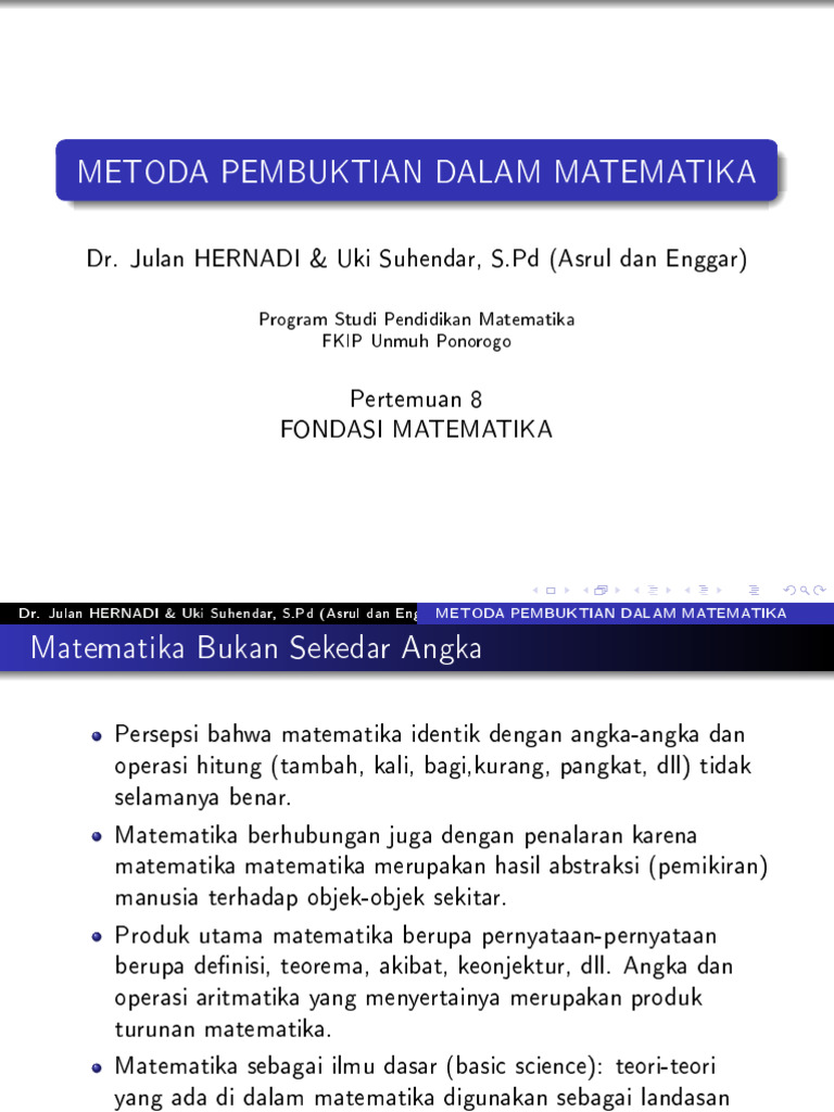 Presentasi Fondasi Pertemuan 9 Metoda Pembuktian | PDF