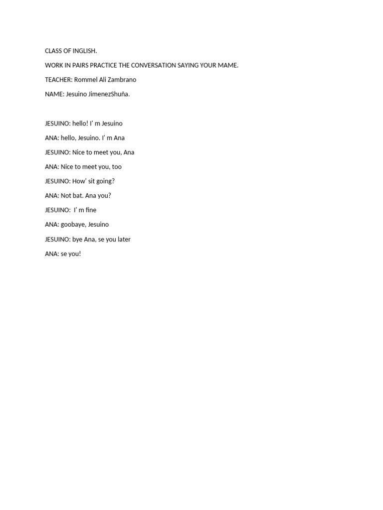 Jesuino. Class of Inglish | PDF