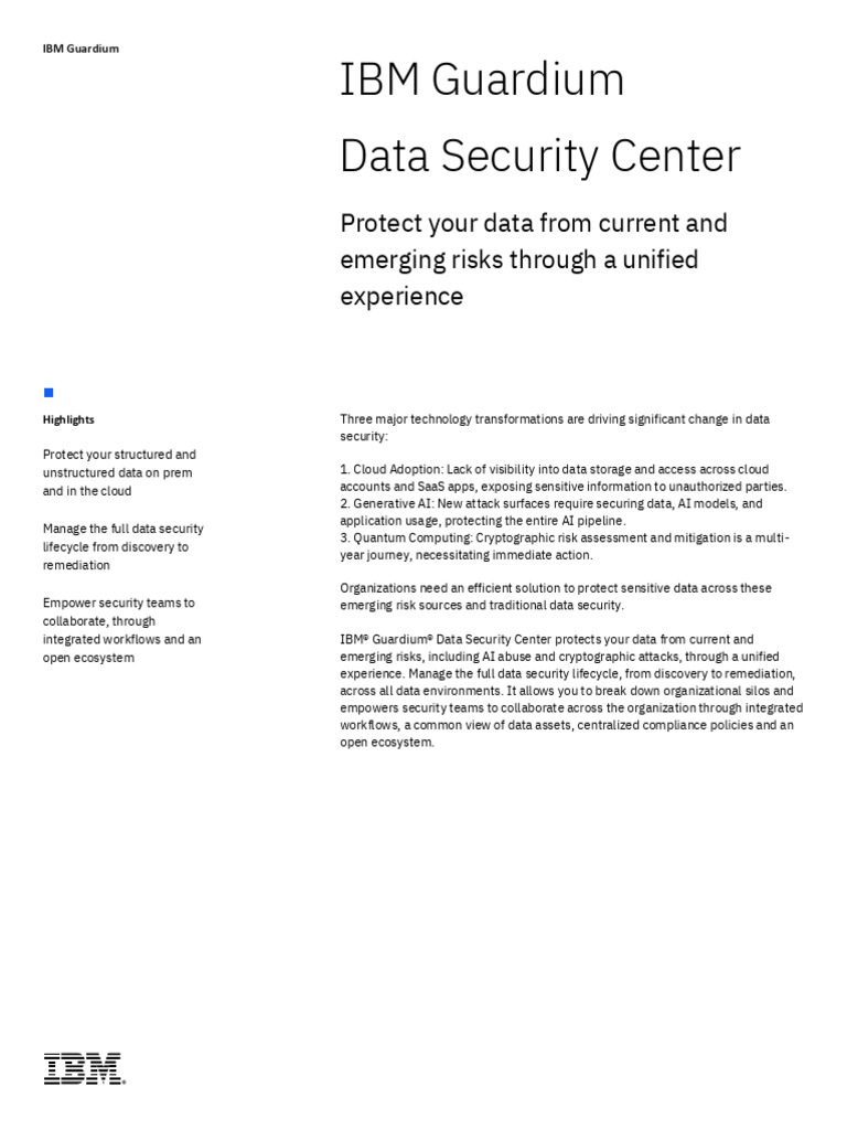 IBM Guardium Data Security Center - Solution Brief | PDF | Computer ...