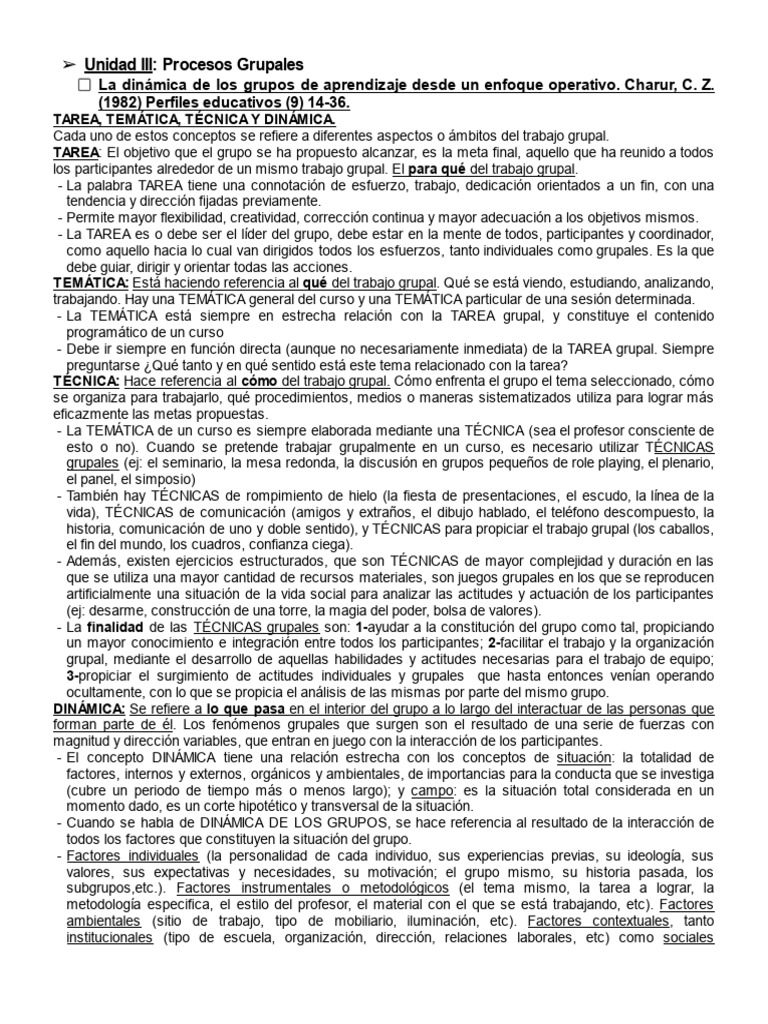 U3 - Resumen Final Procesos Grupales | PDF