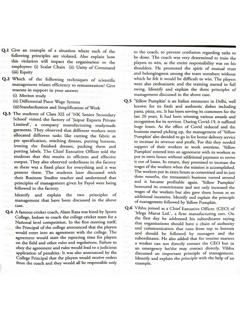 Principle of Management, Bussines Studies | PDF