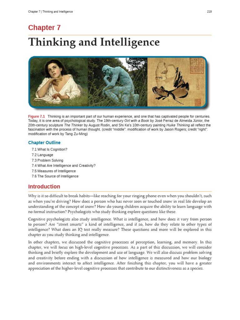 Psychology Openstax Chapter 7 Thinking And Intelligence Pdf
